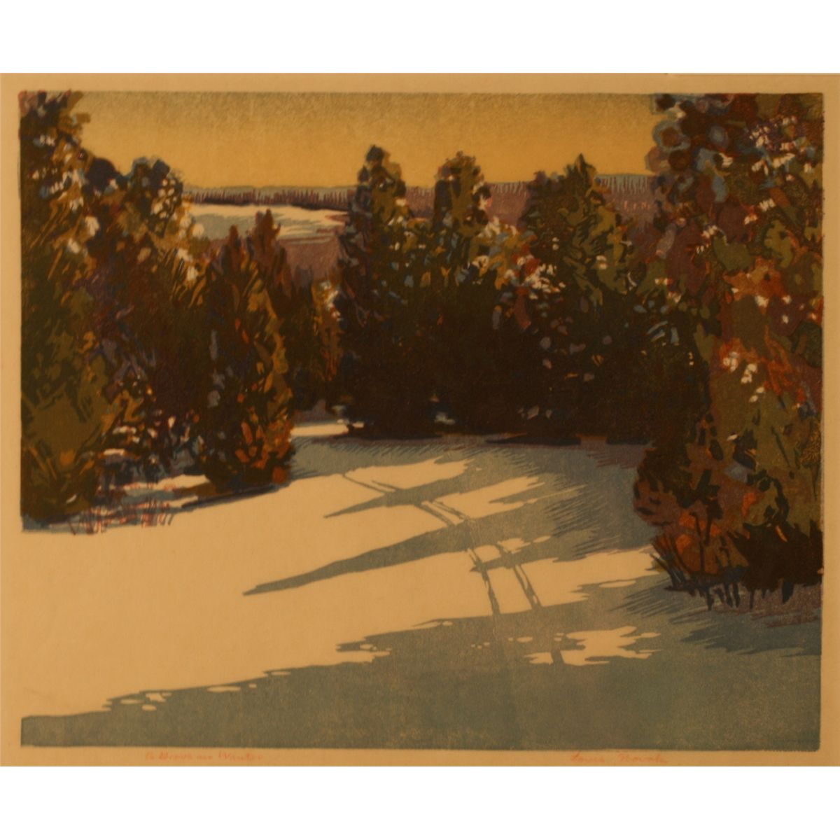 Louis Novak (1903-1983), Color Woodcut,