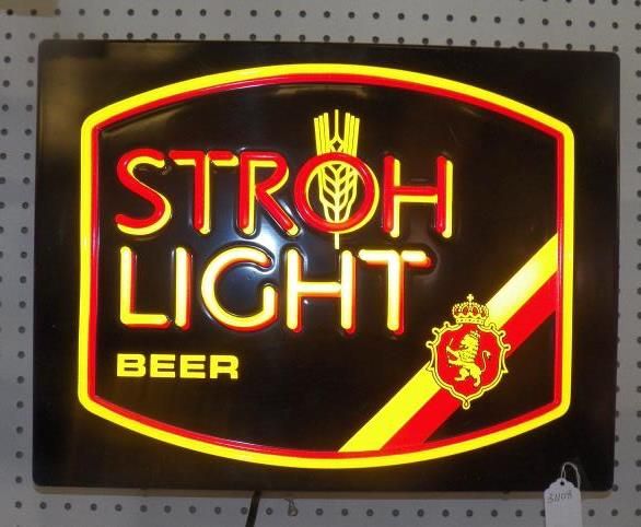 Stroh Beer Bar Light 18x15" Stroh Light Beer Electric Light Sign Black ...