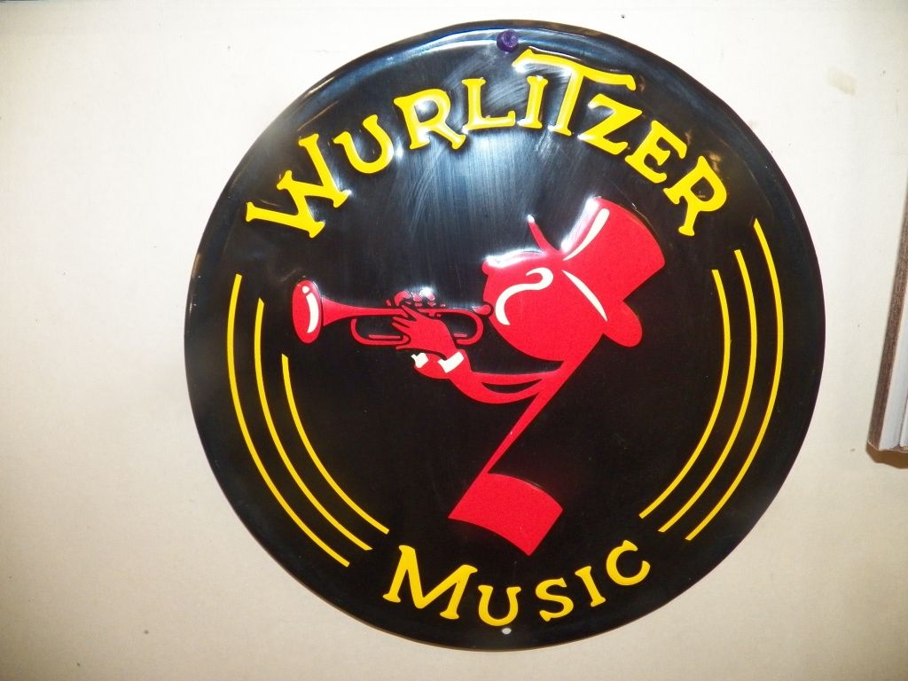 Wurlitzer Tin Sign Wurlitzer Music 12" Round Tin Sign