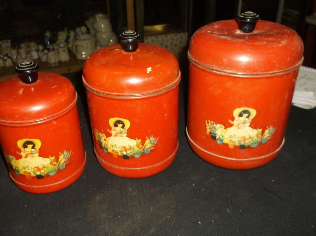 Vintage Canister Set. Vintage Canister Set .Large is10 in. tall Medium ...