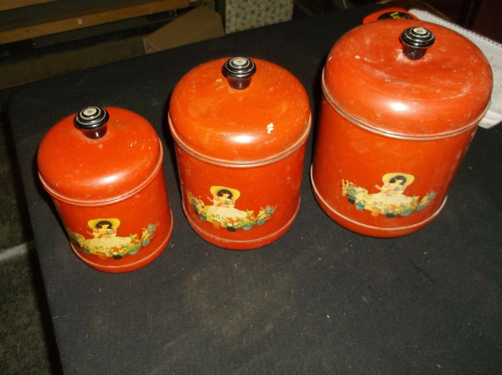Vintage Canister Set. Vintage Canister Set .Large is10 in. tall Medium ...