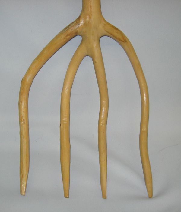 1970s Northern Spain Hand Carved Wooden Pitchfork