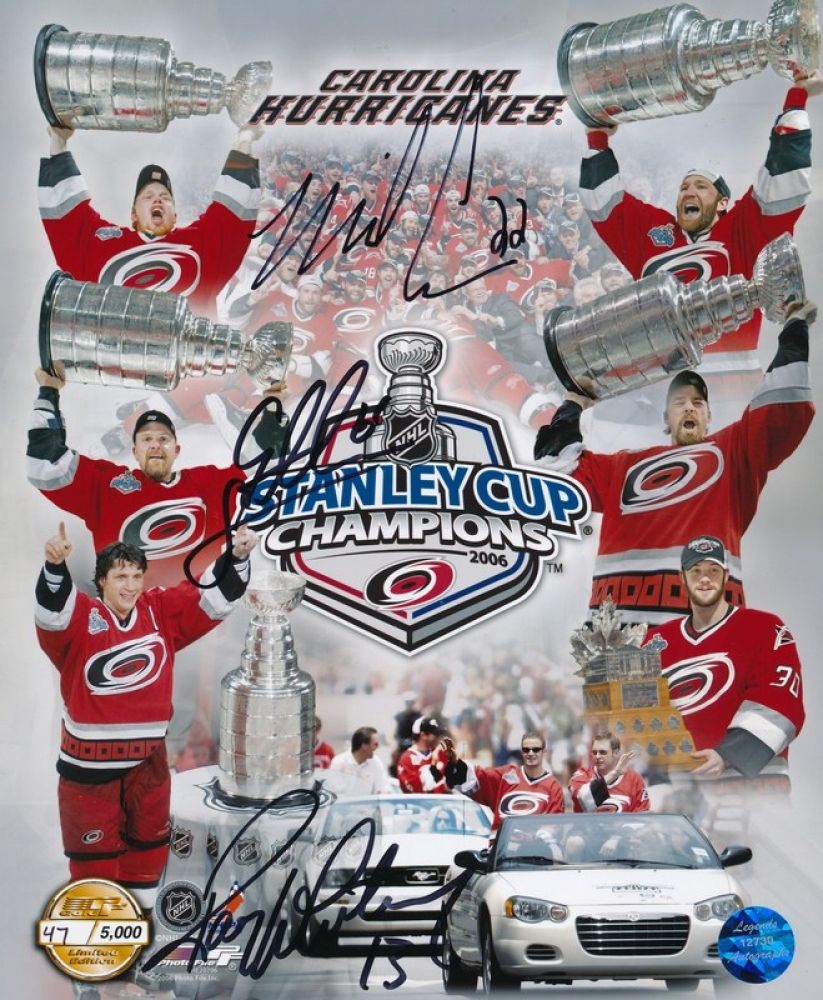 Hurricanes Limited Edition 2006 Stanley Cup Champions 8x10 Photos Signed by (3) with Ray Whitney, Co