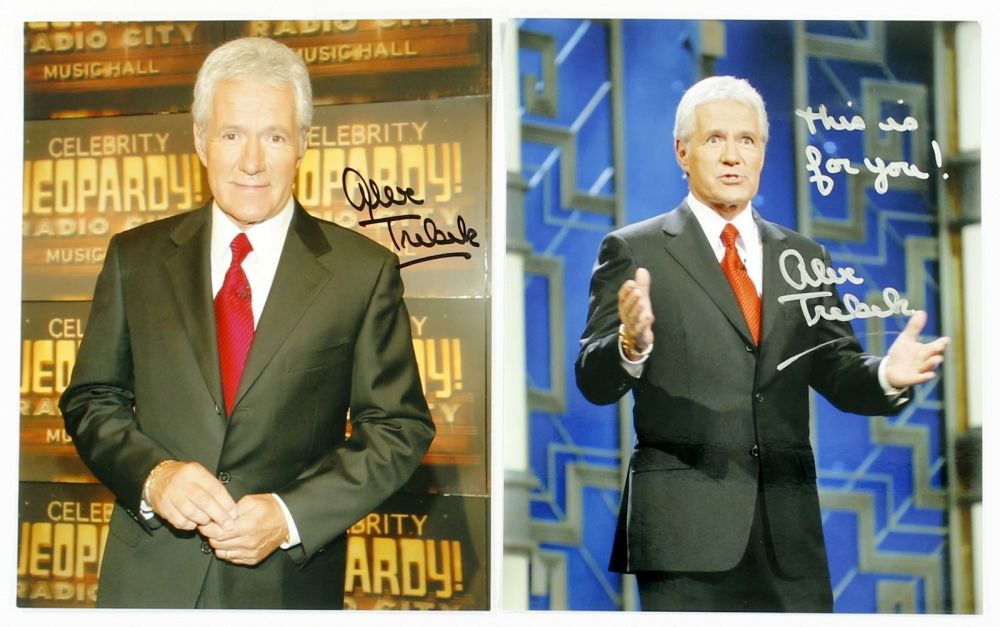 Lot of (2) Alex Trebek Signed 8x10 "Jeopardy" Photos (PA LOA)