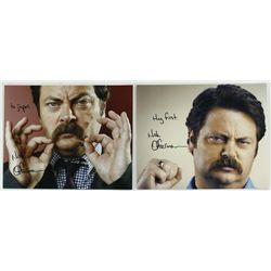 Lot of (2) Nick Offerman Signed 8x10 Photos with (2) Inscriptions (PA LOA)