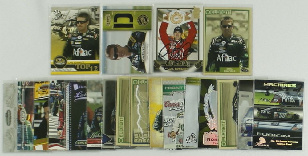 Lot of (20) Carl Edwards NASCAR Racing Cards with Signed & Race-Used ...