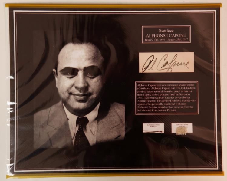 Scarface Alphonse "Al" Capone Hair Lock Signed Photo
