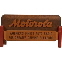 Motorola Wood Radio Advertising Sign.