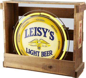 Leisy’s Light Beer Round Neon Sign In Shipping Crate.