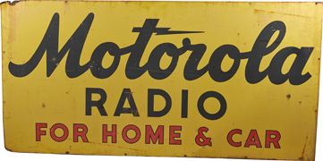 Motorola Radio Double-Sided Tin Advertising Sign.