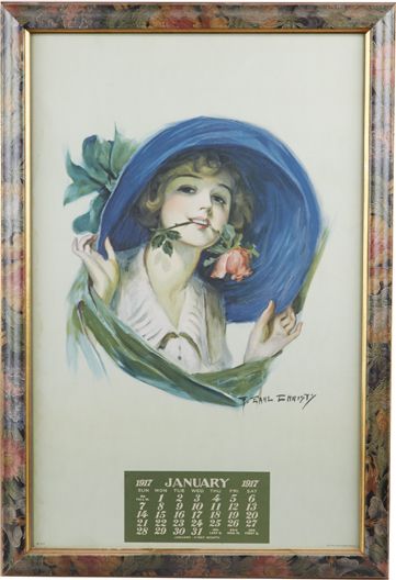 F. Earl Christy January 1917 Litho. Calendar In Frame.