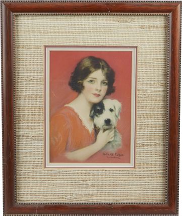 Haskell Coffin Pretty Girl w/ Scottish Terrier Dog.