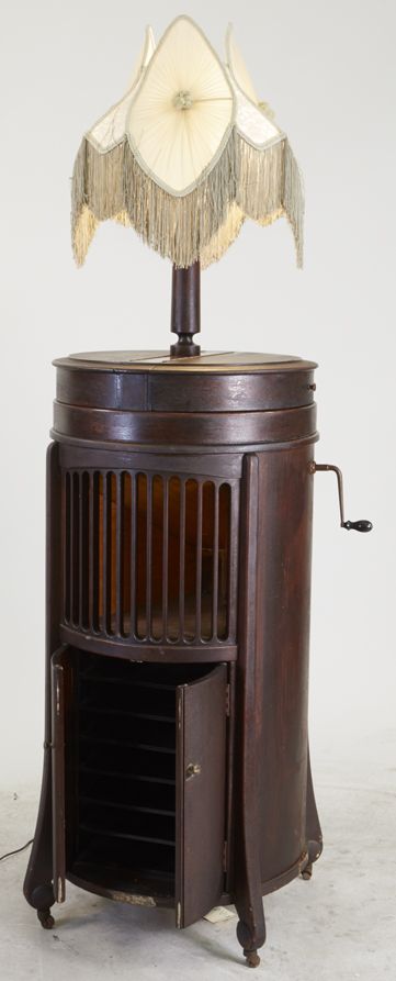 Modernola Round Phonograph Floor Console w/Lamp.