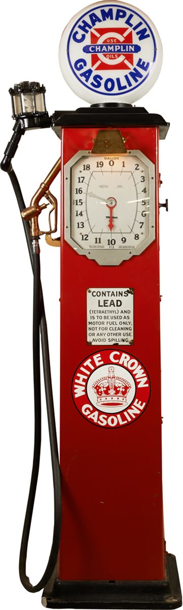 Vintage Wayne White Crown Red Gas Pump.