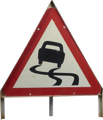 Graphic Do Not Swerve Metal Triangular Highway Sign.