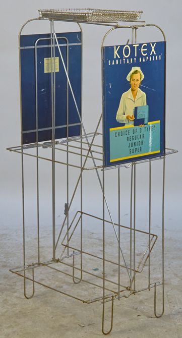 Metal Wire Store Display Rack w/2 Single-Sided Tin Sign