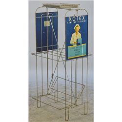 Metal Wire Store Display Rack w/2 Single-Sided Tin Sign