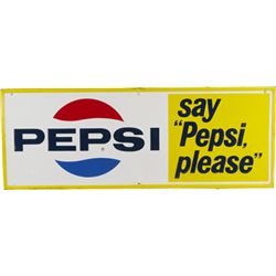 Pepsi “Say Pepsi, Please” Embossed Self-Framed Tin Sign