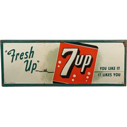 7 Up “Fresh Up” Embossed Self-Framed Tin Sign.