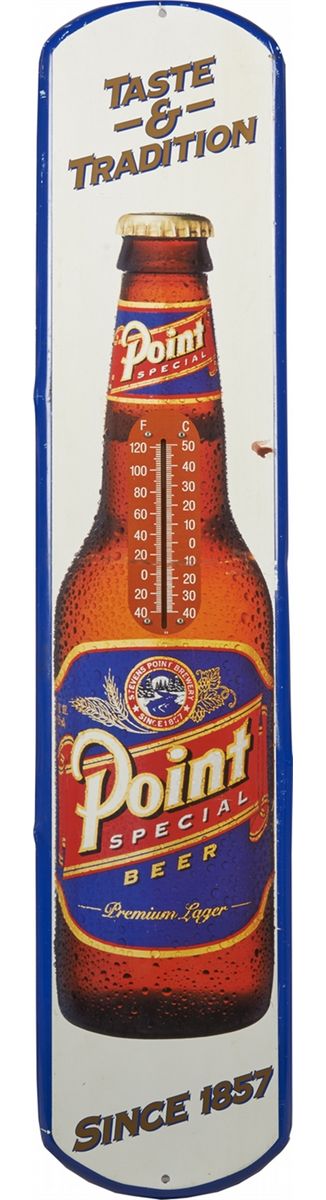 Point Beer Tin Advertising Thermometer Sign.