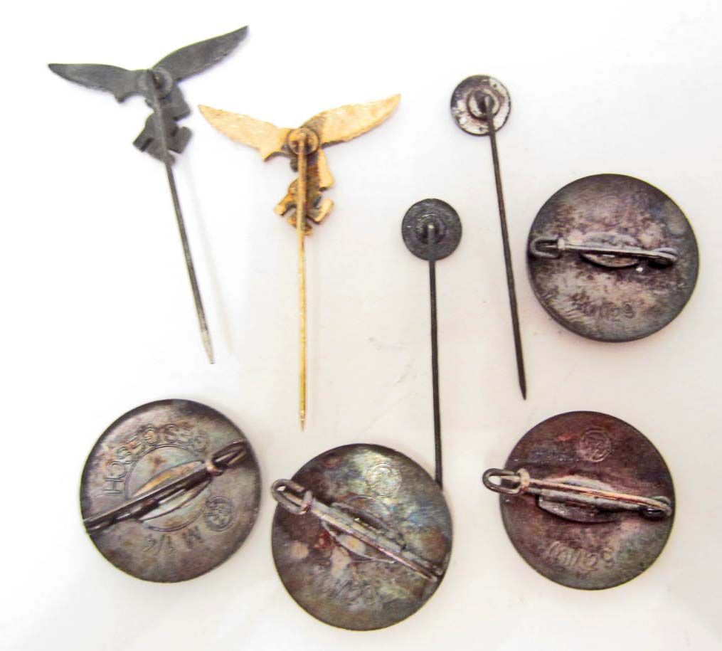LOT OF 8 GERMAN NAZI ENAMELED STICK PINS & PARTY PINS
