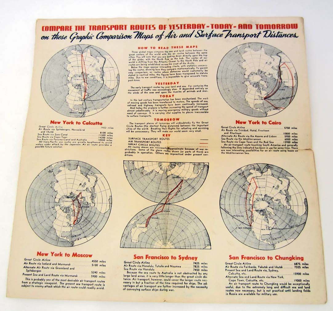 VINTAGE GLOBAL AIR MAPS OF WW2