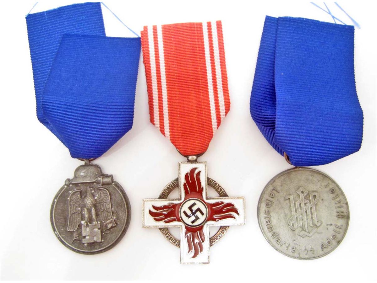LOT OF 3 GERMAN NAZI MEDALS W/ RIBBONS