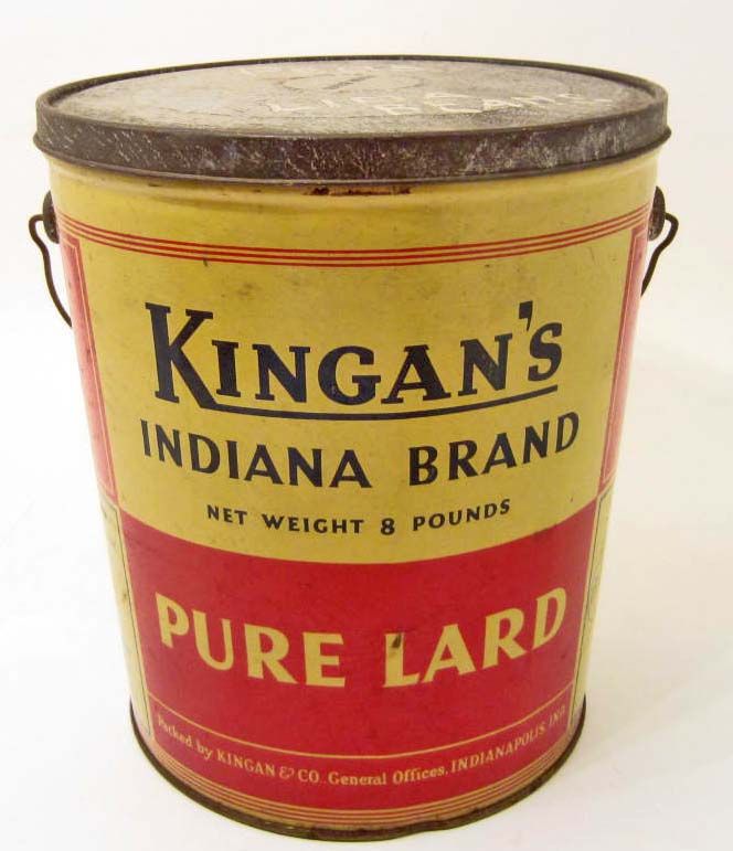 VINTAGE KINGANS INDIANA BRAND LARD ADVERTISING TIN