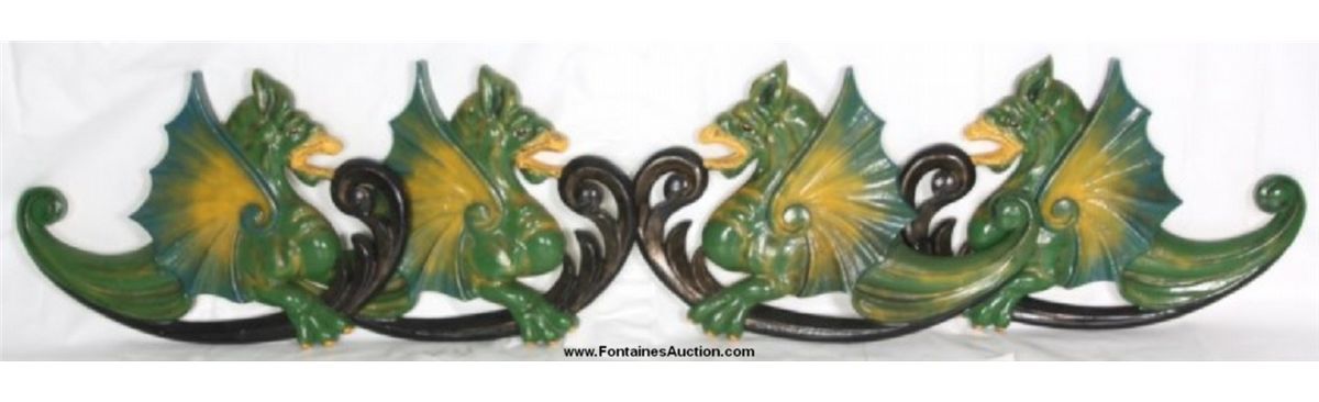 Figural Wood Carved Griffin Carousel Plaques