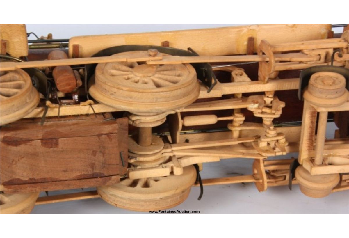 c.1910 Wooden Carved Model Train Engine