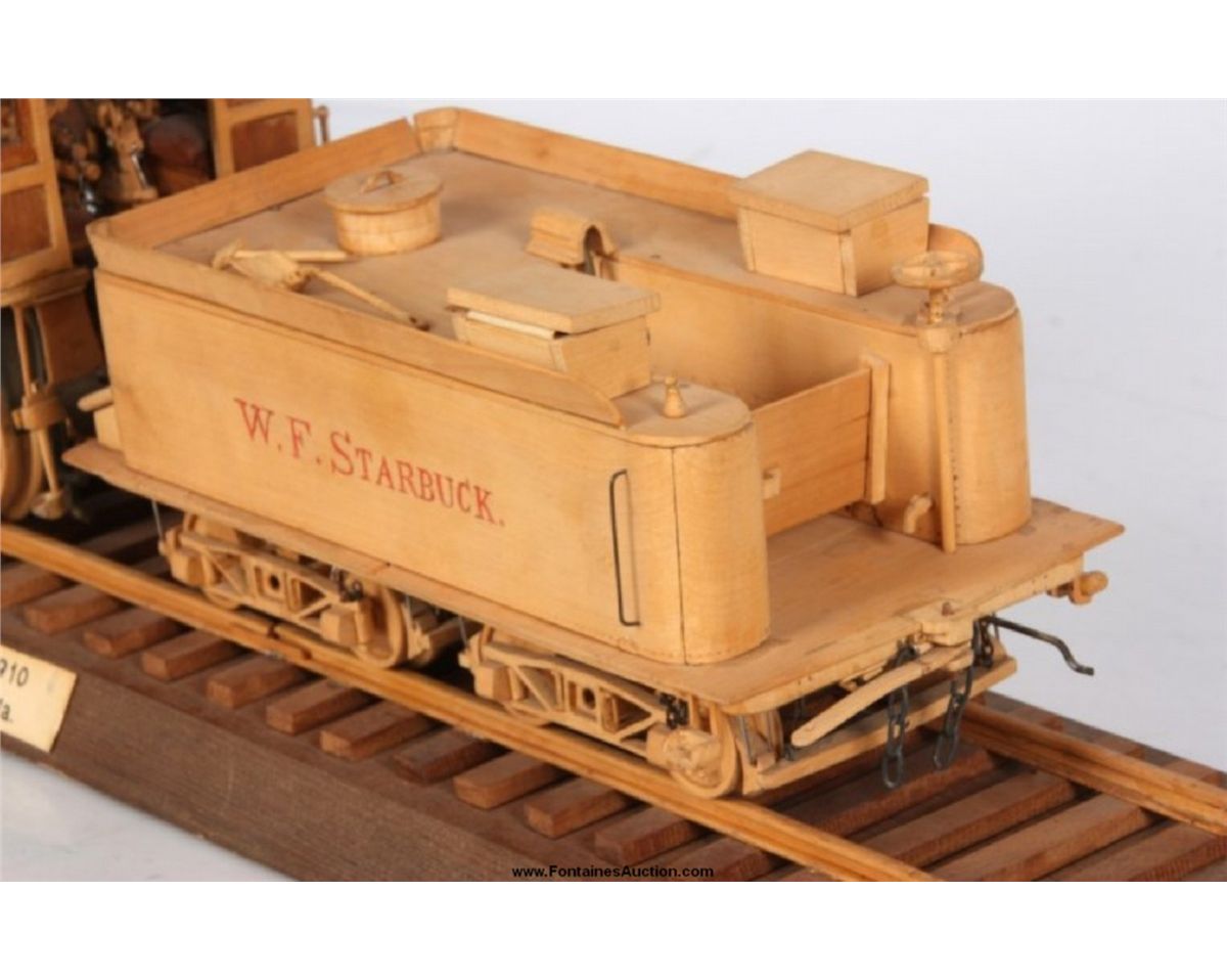 c.1910 Wooden Carved Model Train Engine