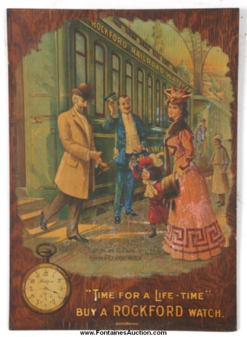Rockford Watch Advertisement on Oak Panel
