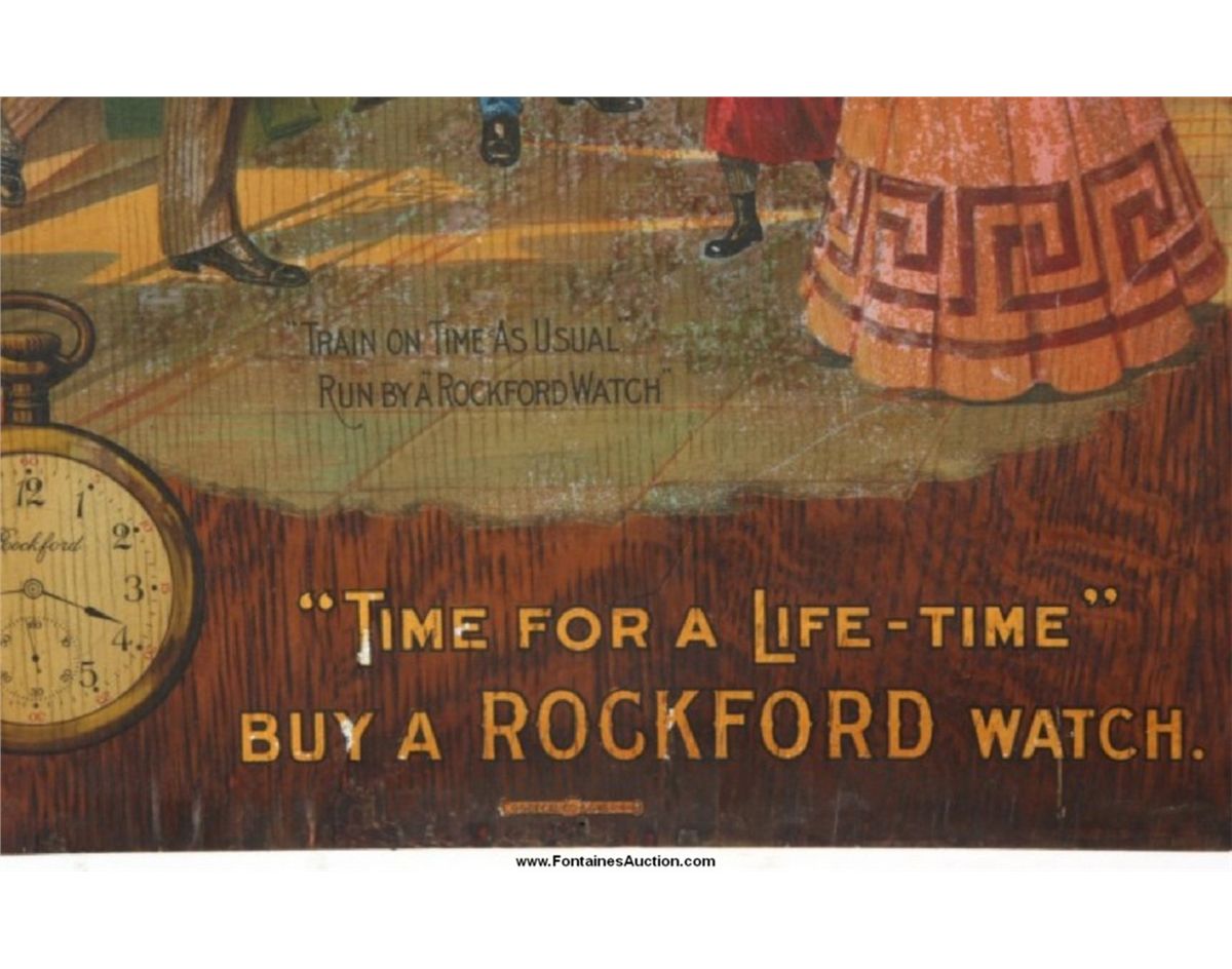 Rockford Watch Advertisement on Oak Panel