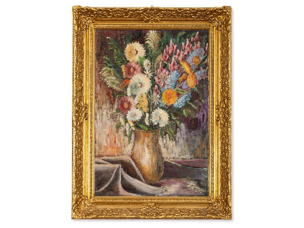 Paul Bach (1886-1919), Oil Painting, Flower Still Life, 1913