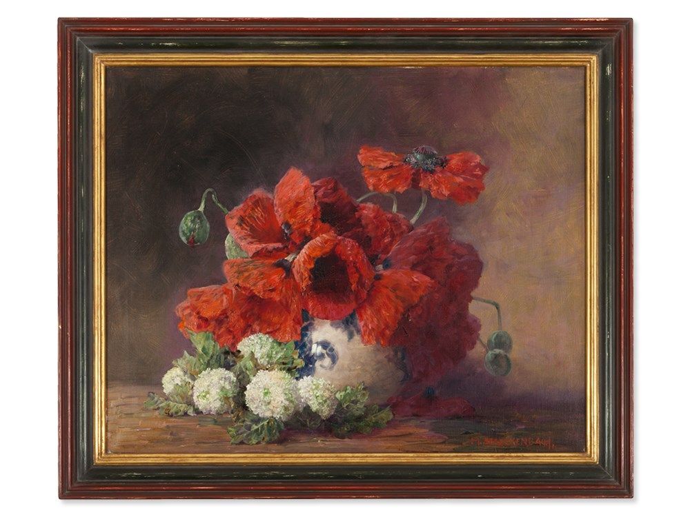 Max Th. Streckenbach, Still Life Poppies & Guelder Rose, 1910