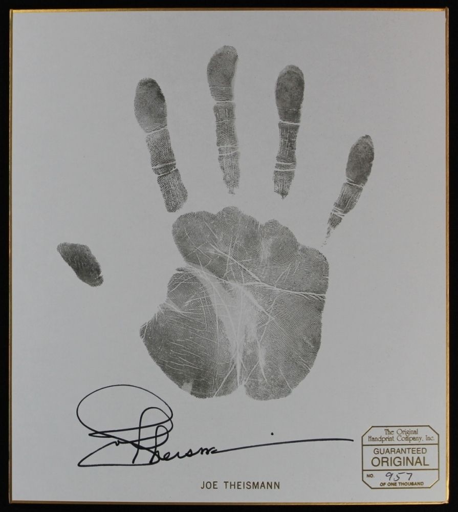 Joe Theismann Signed Limited Edition Original Handprint #904/1000 (PA LOA)