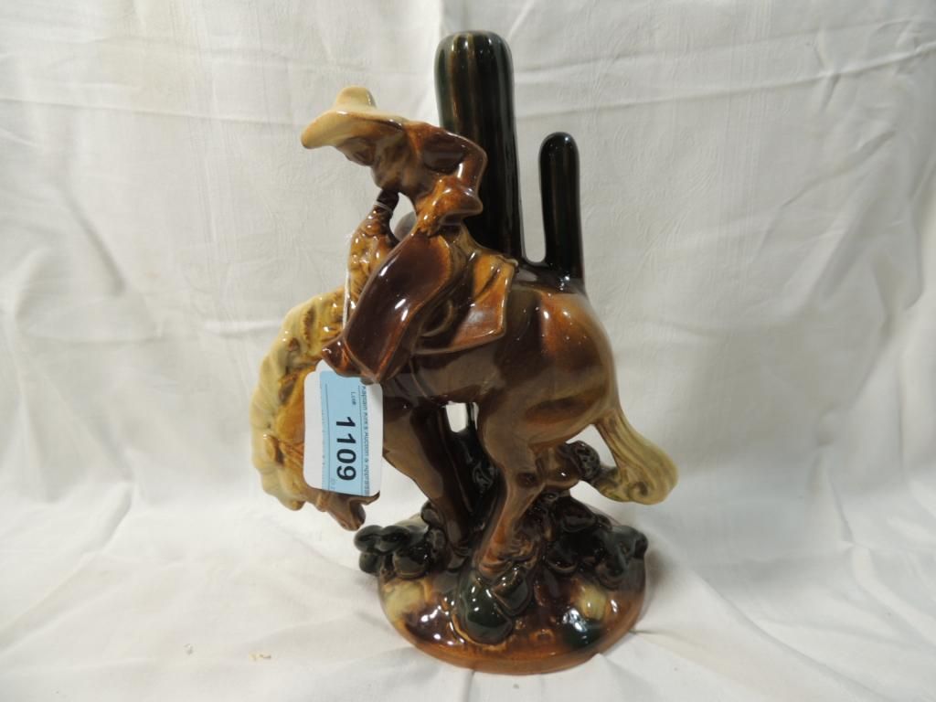 2004 HAEGER POTTERY COWBOY BUCKING BRONCO