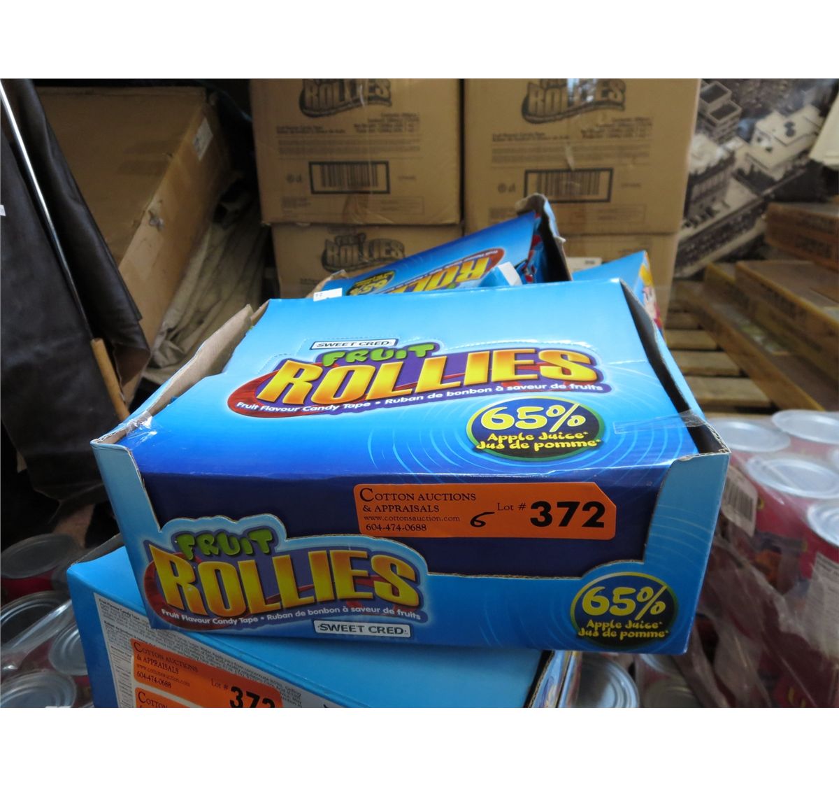 6 Cases of Fruit Rollies candy tape