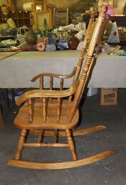 Double Pressed Back Solid Oak Rocking Chair A very solid and attractive ...