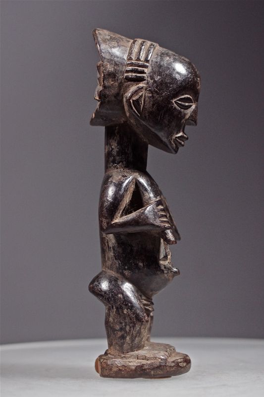 D.R. Congo Shaba District Luba Female Figure, Carved Wood Figure