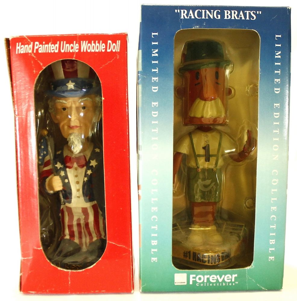 Lot of (2) Bobbleheads with Uncle Sam & Racing Brat