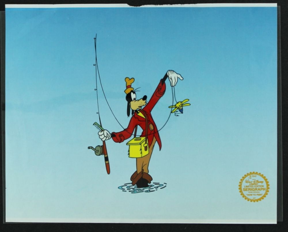 Goofy Limited Edition Walt Disney "How To Fish" Animation Serigraph Cel