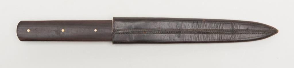 Spear point hunting knife and leather sheath, knife marked “J. Rodgers ...