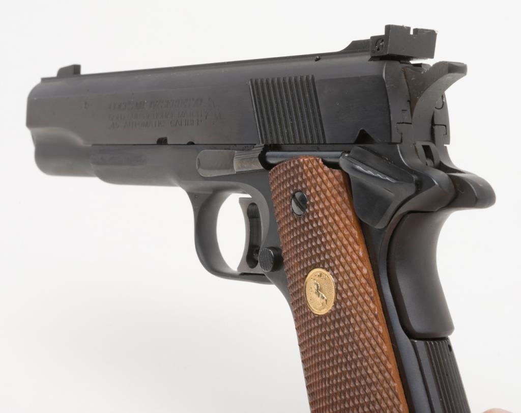 Colt MK IV/Series 70 Gold Cup National Match semi-auto pistol, .45 cal., 5” barrel, blue finish,