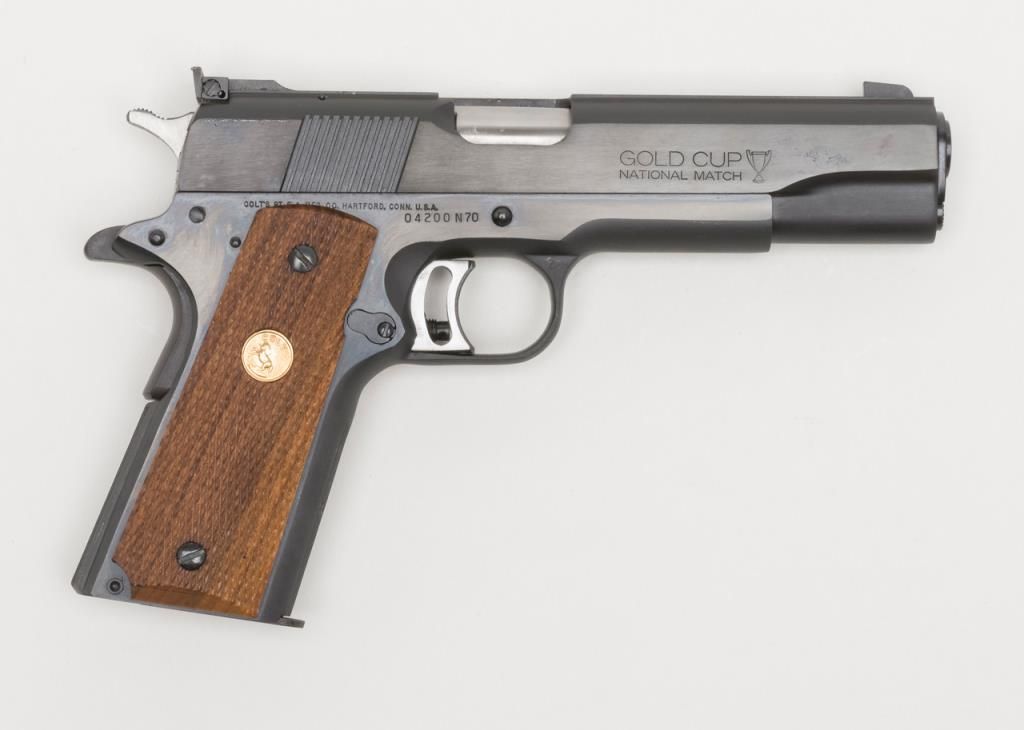 Colt MK IV/Series 70 Gold Cup National Match semi-auto pistol, .45 cal., 5” barrel, blue finish,
