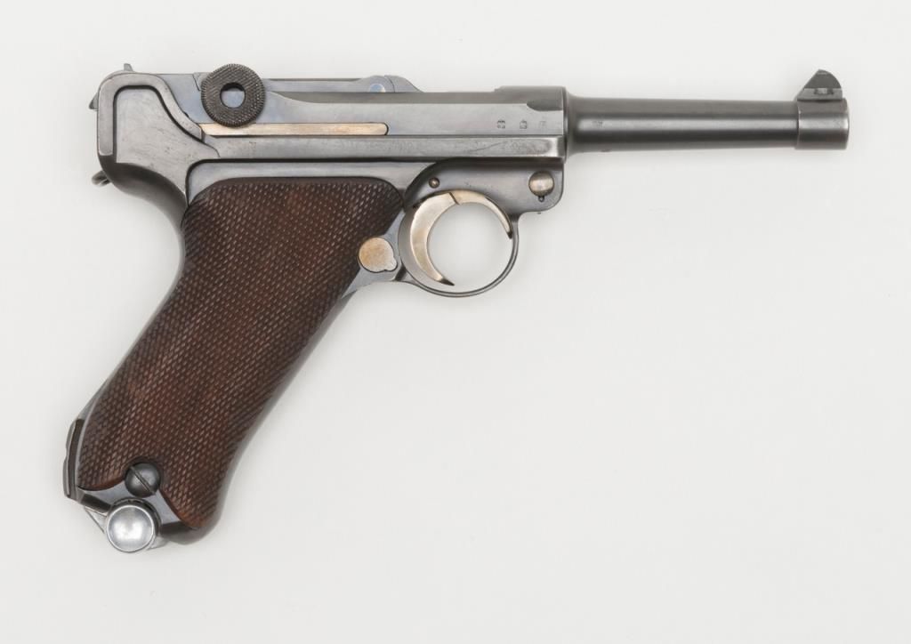 German Luger S/42 “G”date semi-auto pistol, 9mm cal., 4” barrel, blue ...