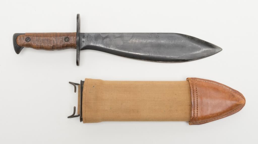 Lot of 2 U.S. Military Bolo knives including one marked “U.S.M.C ...