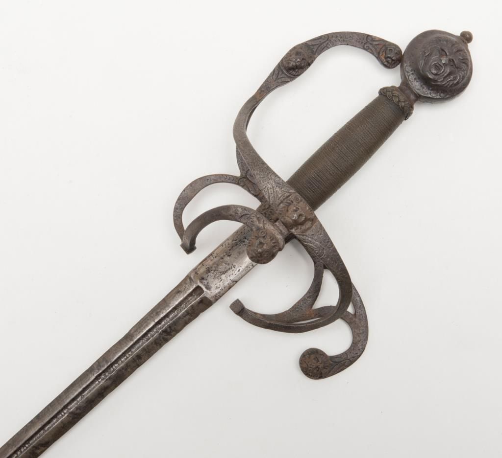 17th century European rapier possibly Saxson showing chiseled steel ...