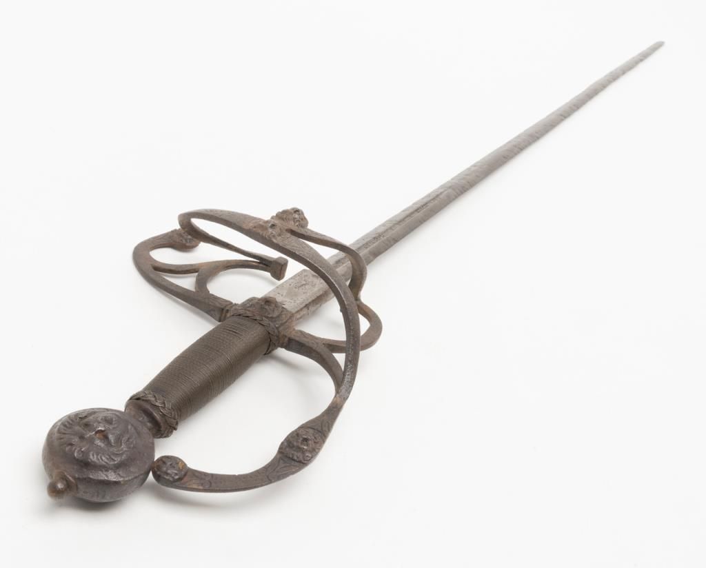 17th century European rapier possibly Saxson showing chiseled steel ...