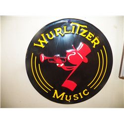 Wurlitzer Tin Sign Wurlitzer Music 12" Round Tin Sign